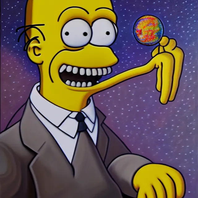 an oil on canvas portrait painting of homer simpson, | Stable Diffusion ...