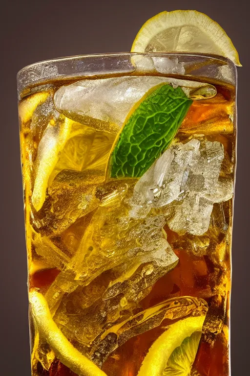 ice - t, tall iced tea glass, by alfons mucha, golden | Stable ...