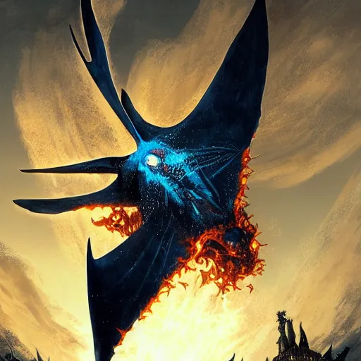 A flying fire Manta Ray Souls Boss. It is bursting in | Stable ...