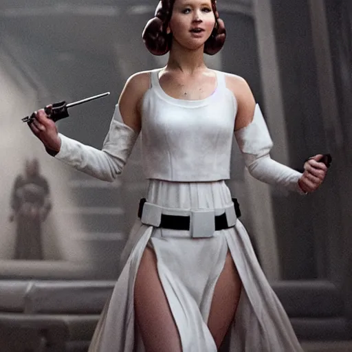 jennifer lawrence as princess leia in star wars | Stable Diffusion