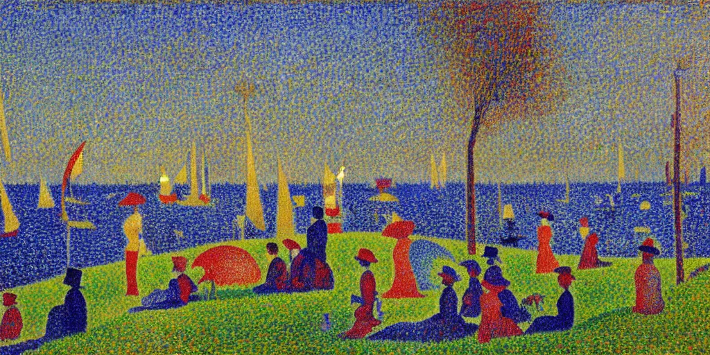 a london landscape in the style of georges seurat and | Stable ...