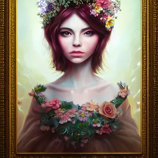 A beautiful portrait painting of the flower princess, | Stable ...