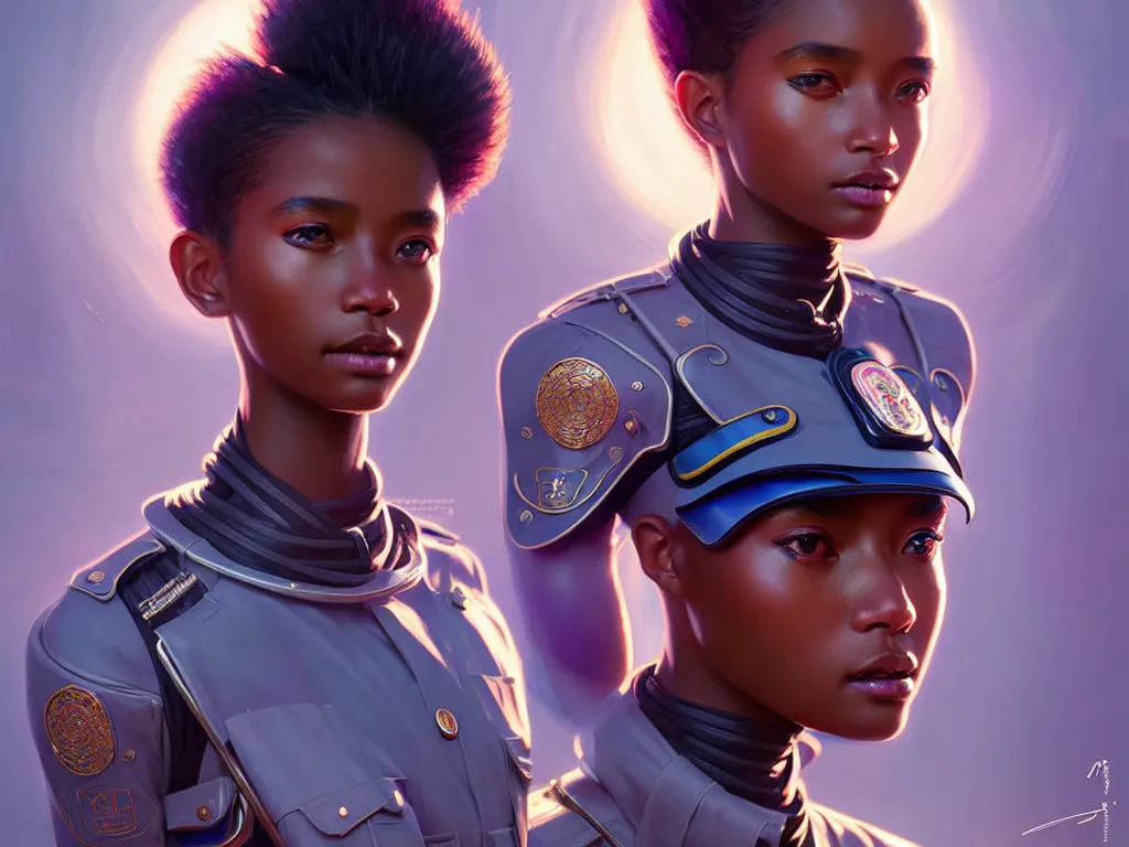 portrait futuristic madagascar police uniform girl, at | Stable ...