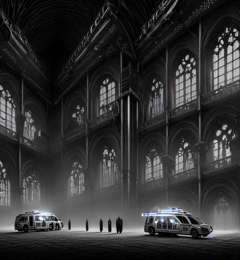 immense gothic crematorium with ambulance, dead | Stable Diffusion | OpenArt