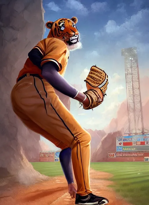 fursona portrait commission of a anthro tiger baseball | Stable ...
