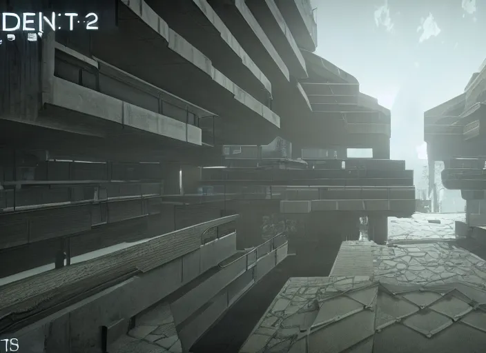 m. c. escher inspired brutalist building in destiny 2, | Stable Diffusion