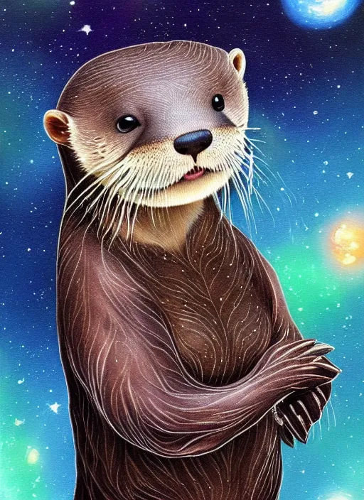a beautiful portrait of a cute otter in a space suit, | Stable ...