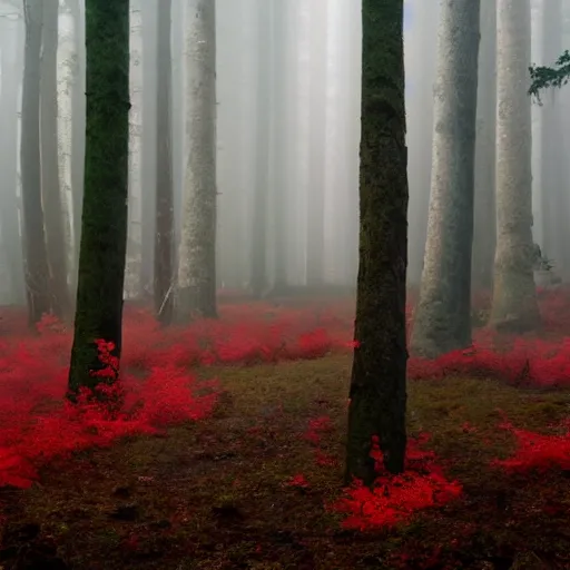 forest with red mist | Stable Diffusion