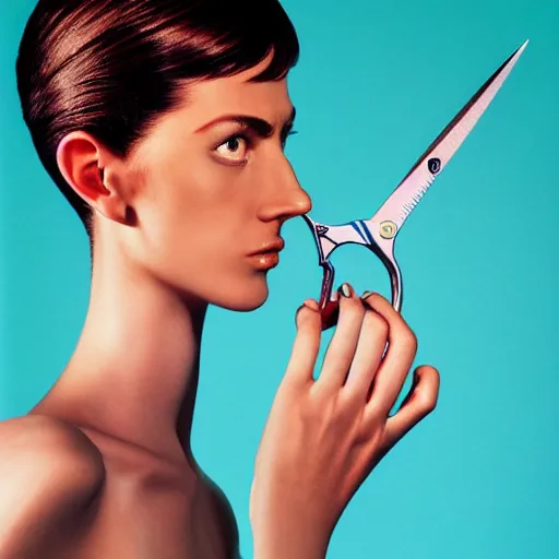 a studio close - up portrait of a hand with scissors | Stable Diffusion | OpenArt