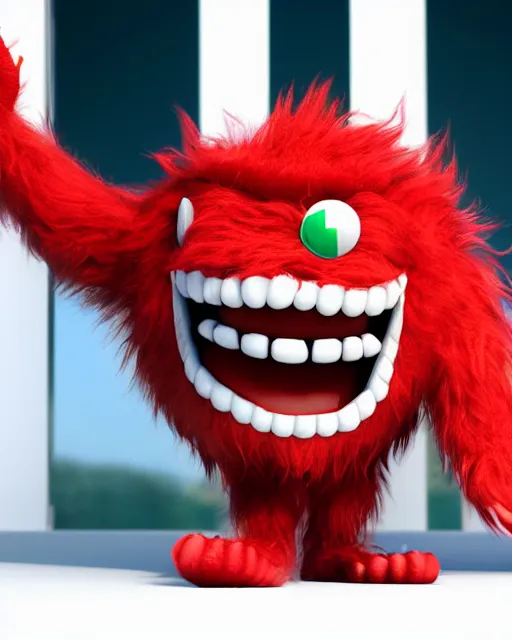 3 d render of completely red hairy friendly monster | Stable Diffusion ...
