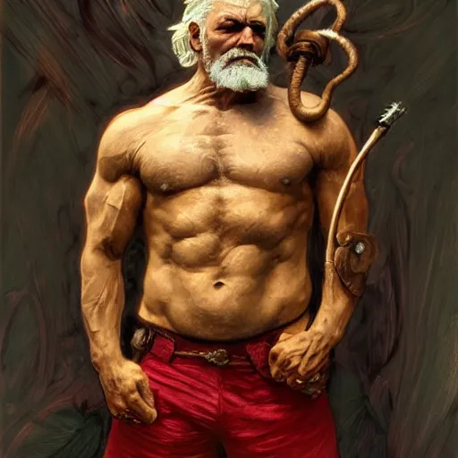 painted portrait of rugged popeye, god of thunder, | Stable Diffusion ...