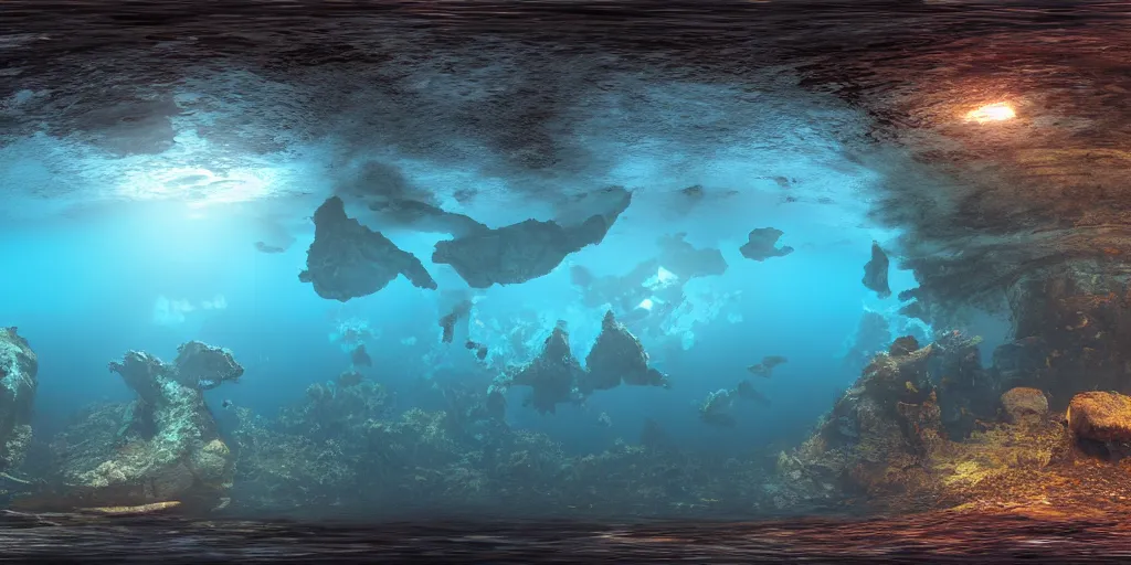 3 6 0 panorama hdr environment map of a underwater | Stable Diffusion