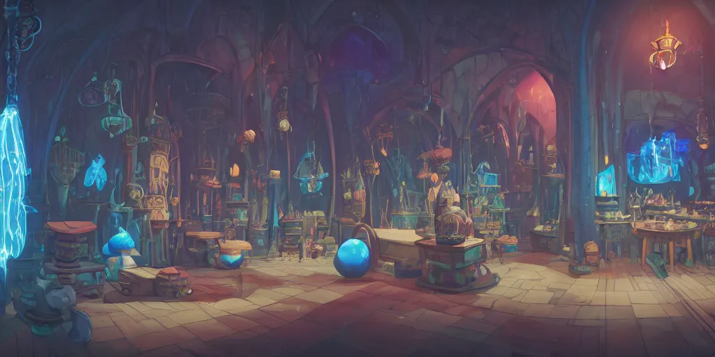 inside a magical item shop, fantasy potion vendor | Stable Diffusion ...