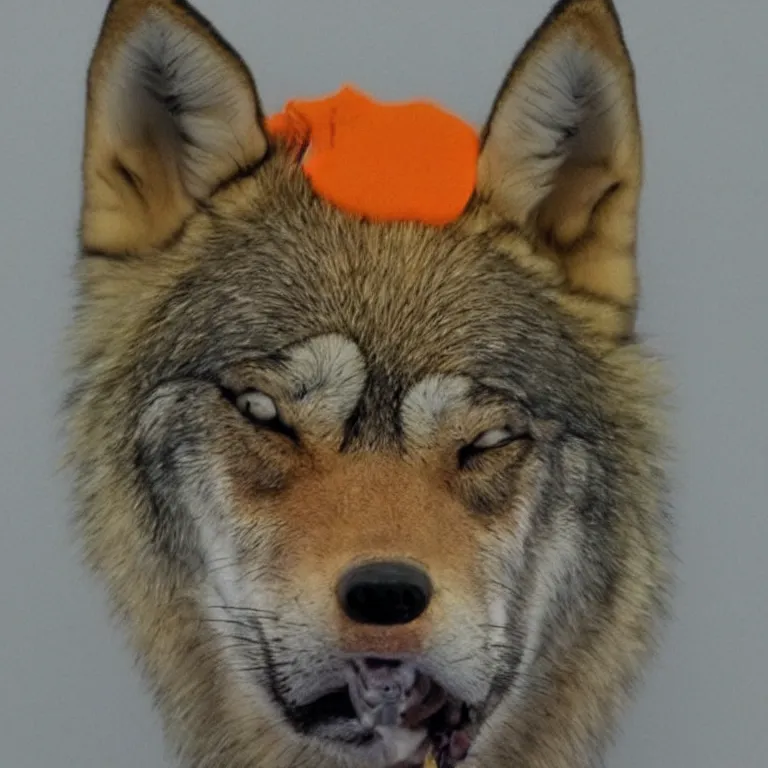 wolf headed human, orange prison jacket, mugshot photo | Stable Diffusion | OpenArt