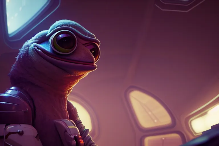 a close up shot of pepe inside a spaceship, wadim | Stable Diffusion ...