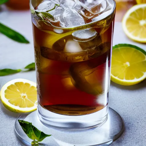 ice - t, trapped in tall iced tea glass, by alfons | Stable Diffusion