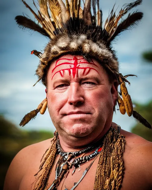 a portrait photograph of Alex Jones as a tribal shaman | Stable Diffusion