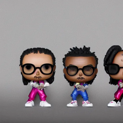 funko pop of rap group migos, product shot, macro, | Stable Diffusion ...