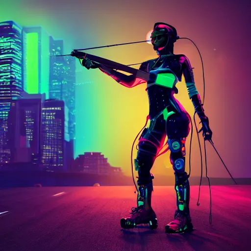 cyberpunk archer with neon colors, a shiny compound | Stable Diffusion ...