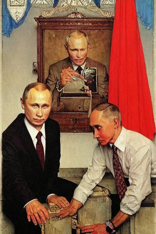 vladimir putin. masonic painting by norman rockwell | Stable Diffusion ...