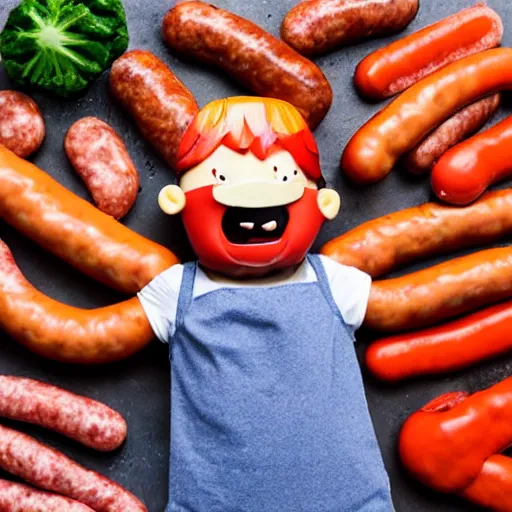an adult made of sausages screams at a child made of | Stable Diffusion ...