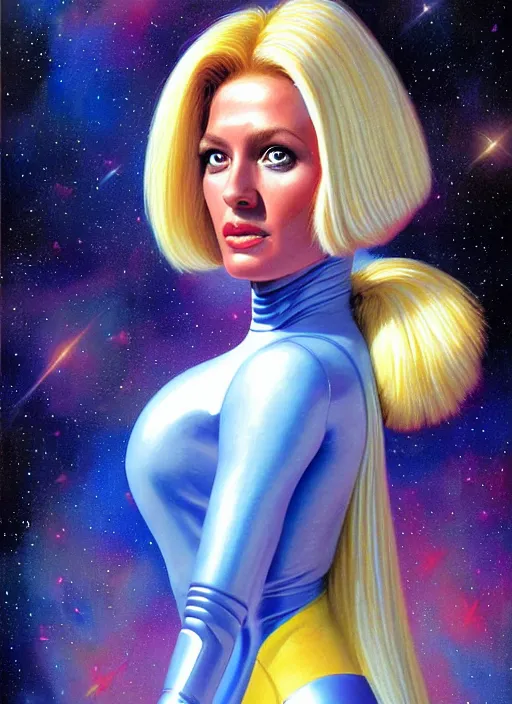 portrait of a blonde alien plejaren woman inside a | Stable Diffusion