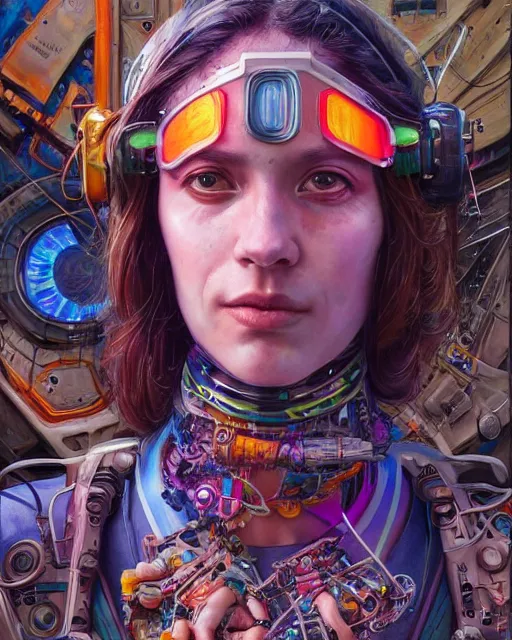 a futuristic hippie wearing tie - dye and cybernetics | Stable ...