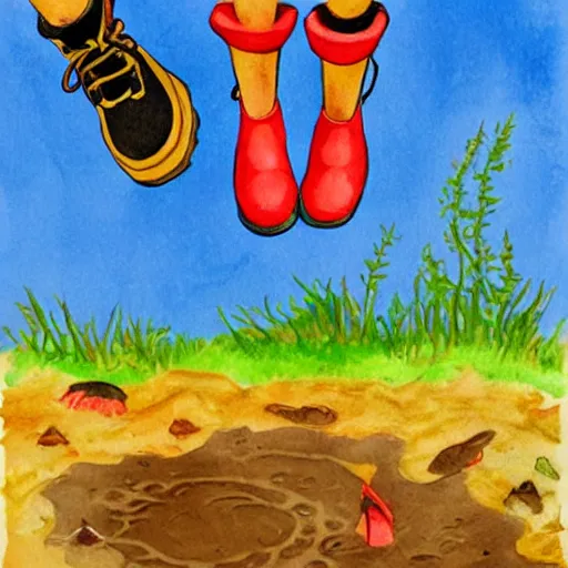 boot splashing in the mud, children's book | Stable Diffusion | OpenArt