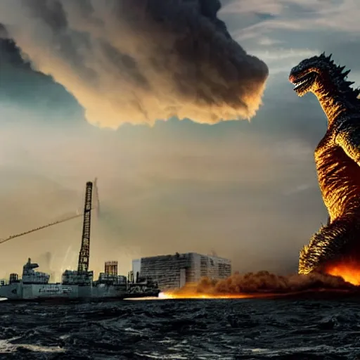 godzilla attacking fukushima daiichi unit 4, dramatic | Stable ...
