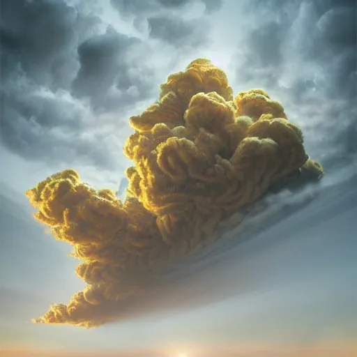 golden cumulonimbus clouds, dawn, in style of Doom, in | Stable ...