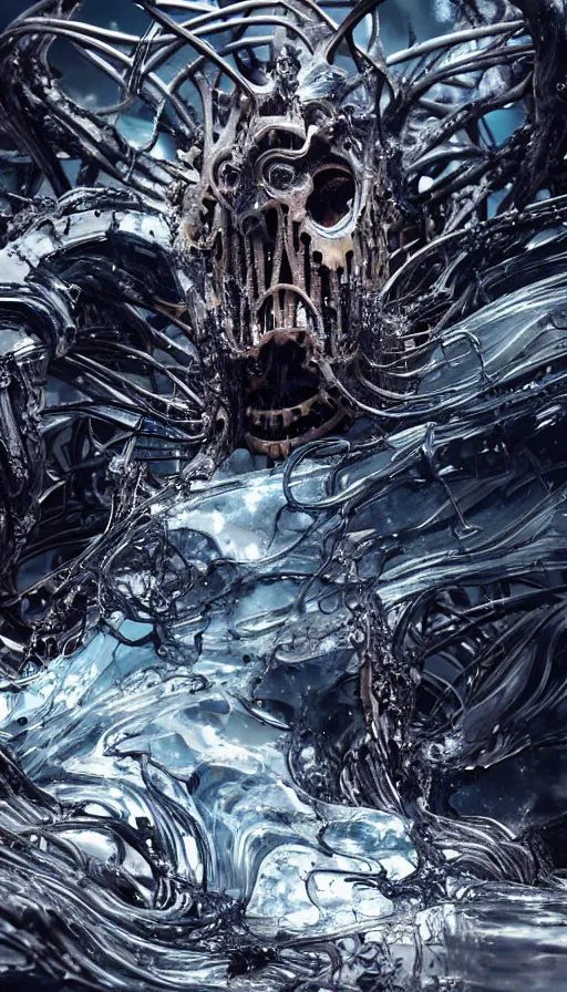 a biomechanical sea spirit emerging from the ocean, | Stable Diffusion ...