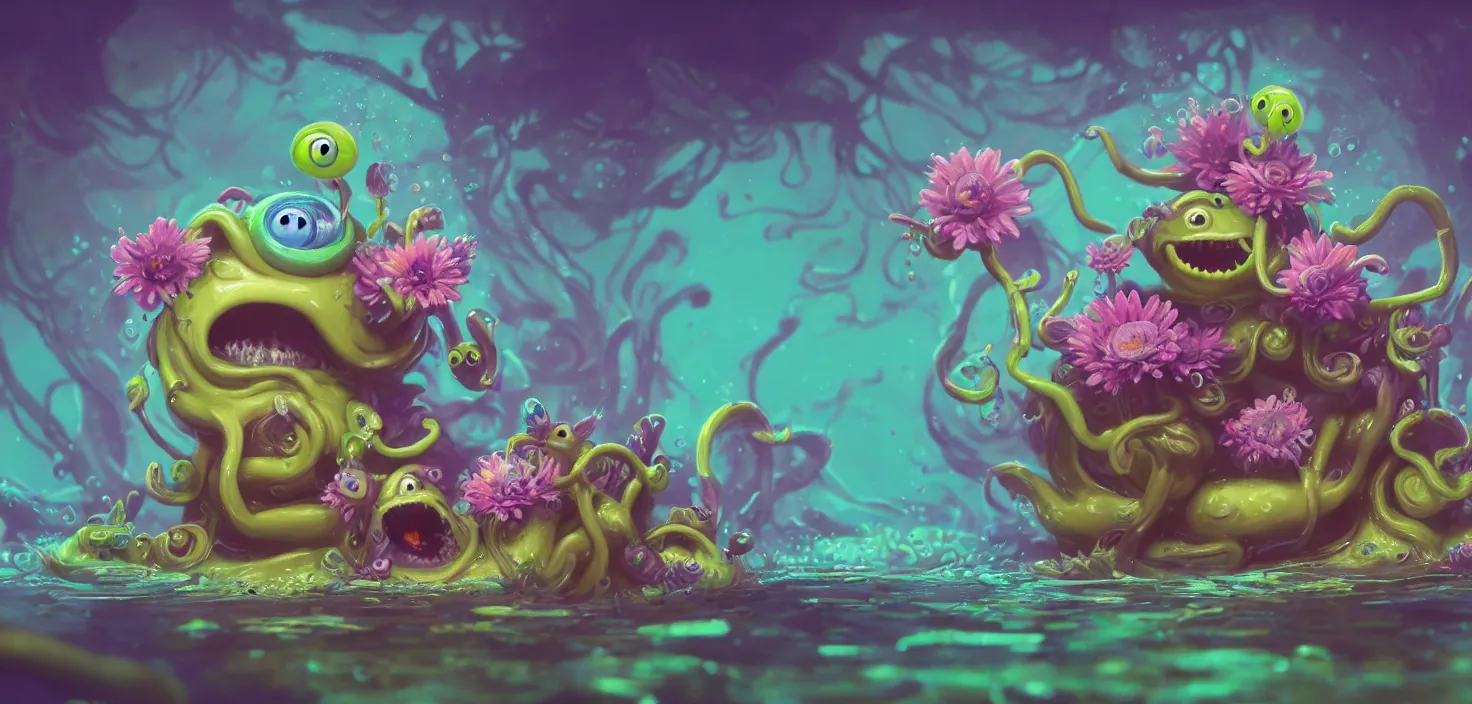 intricate colourful murky nature with strange cute | Stable Diffusion ...