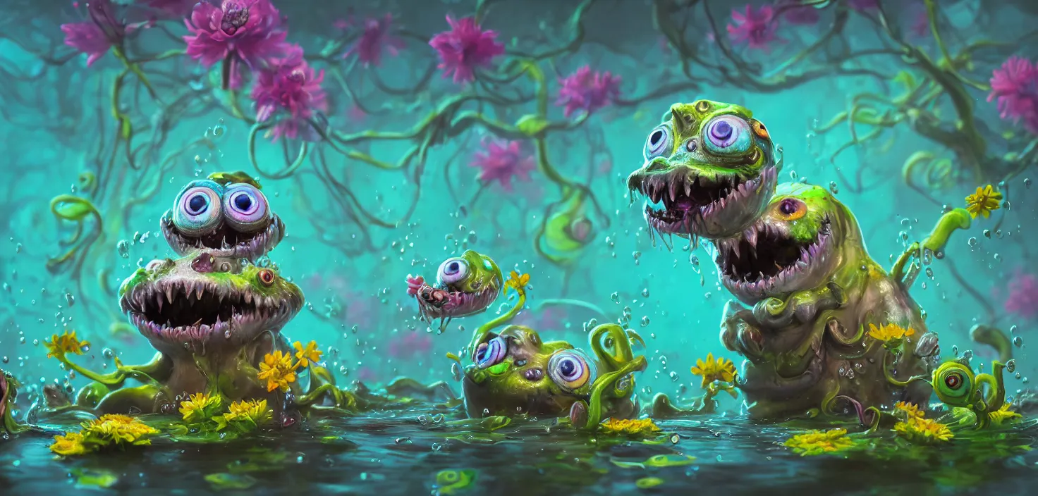 intricate colourful murky nature with strange cute | Stable Diffusion ...