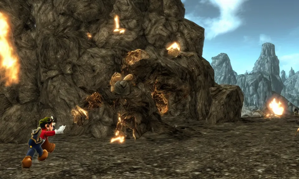 Super Mario in Skyrim | Stable Diffusion