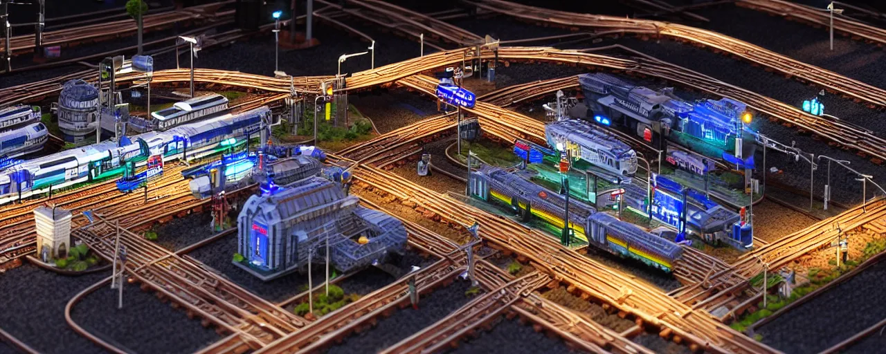 mega detailed miniature voxel diorama of huge railway | Stable ...