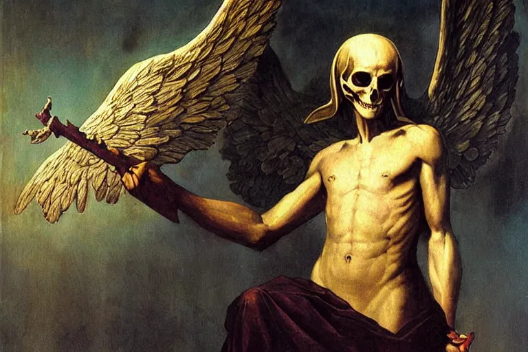a painting of an angel with a skull head, he is | Stable Diffusion ...