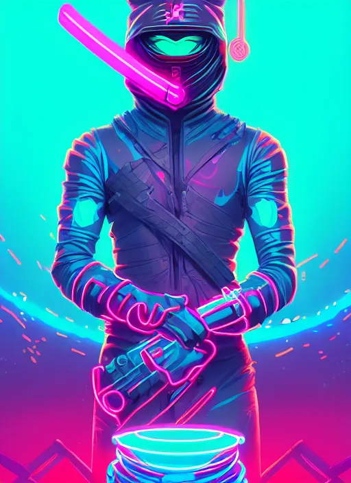 neon ninja with glowing swords, cyan and magenta, | Stable Diffusion ...