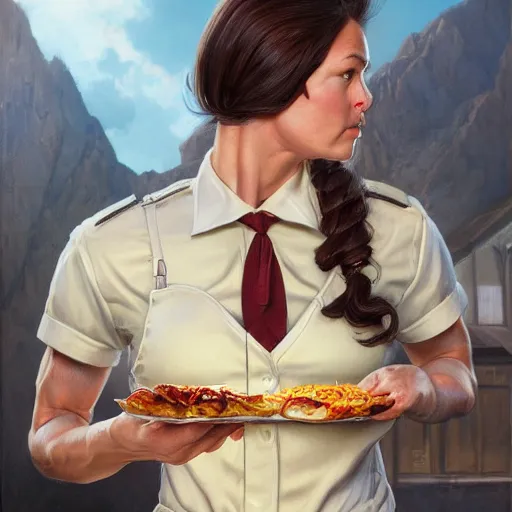 epic portrait an muscular waitress wearing short | Stable Diffusion ...
