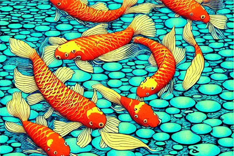 surreal glimpse into other universe, koi fish in a | Stable Diffusion ...