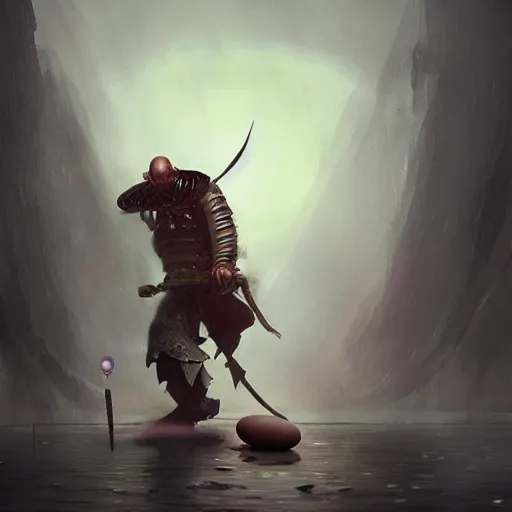 Giant beastly Samurai with an egg growing from his | Stable Diffusion