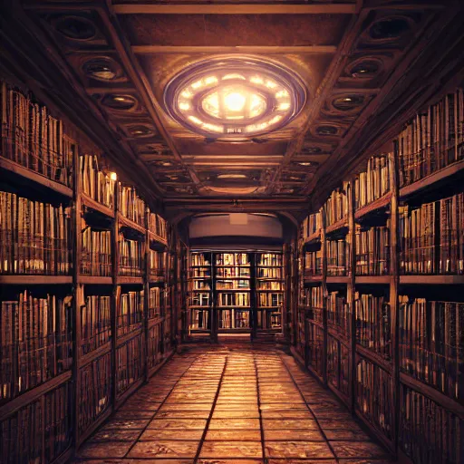 a forever library, art nuveau, steampunk, symmetry, | Stable Diffusion ...