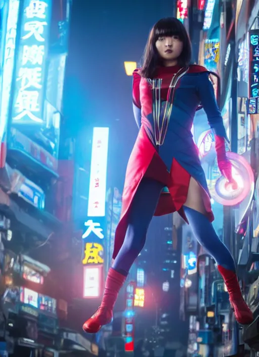 a still of Japanese actress Nana Komatsu as Ms. Marvel | Stable Diffusion