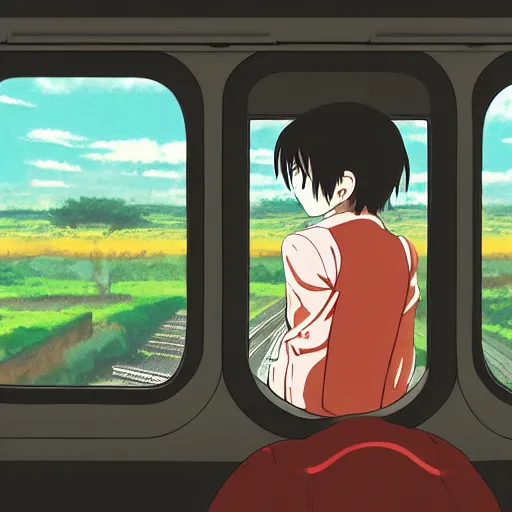 train window, rainy day, anime, ghibli, 9 0 s, retro | Stable Diffusion