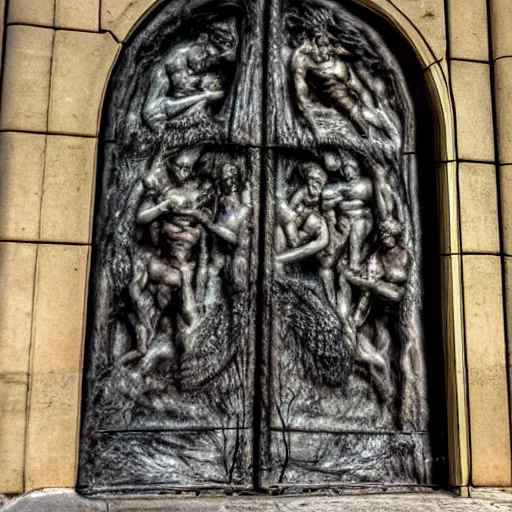 hdr photograph sculpture dante's inferno gates of hell | Stable Diffusion
