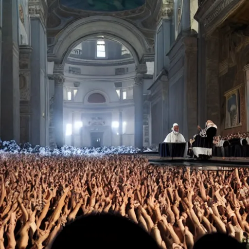 the pope beatboxing during fire show, Canon EOS 6D | Stable Diffusion ...
