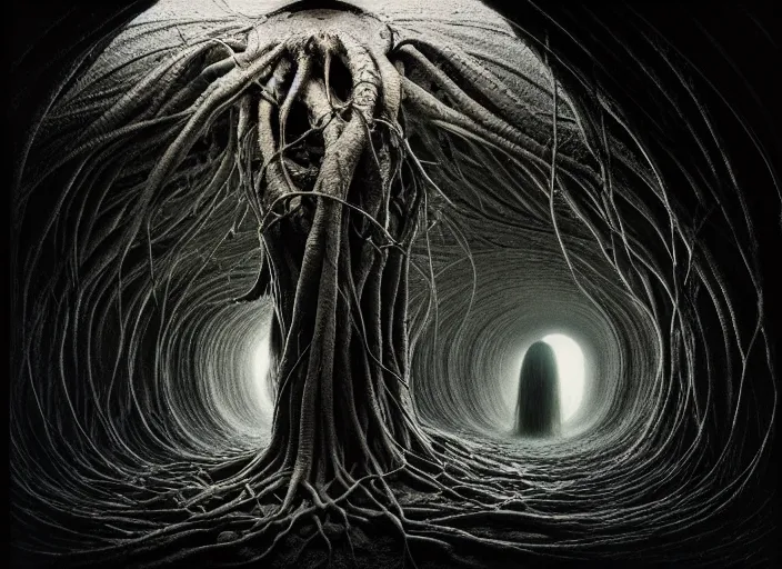 photo of roots growing down from a ceiling in an | Stable Diffusion ...