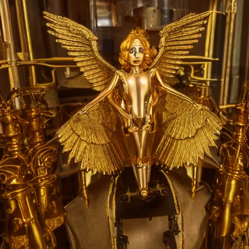 amazing highly detailed gold angel automaton in a | Stable Diffusion ...