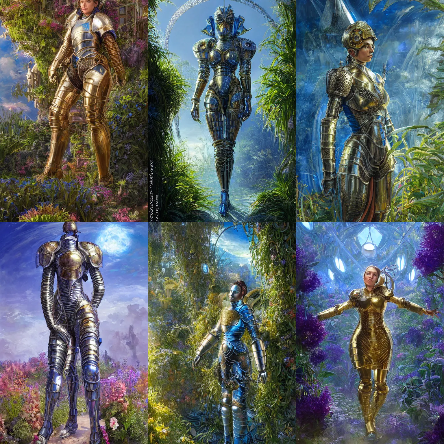 large hulking female knight in a hi-tech botanical | Stable Diffusion ...