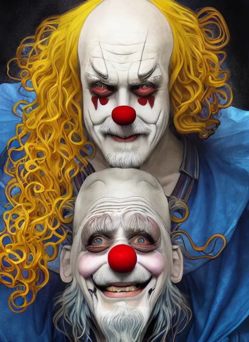 scary old clown with curly shiny shimmering golden | Stable Diffusion ...