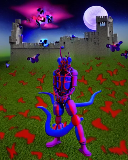 3 d render of cyborg demon jester standing in | Stable Diffusion | OpenArt